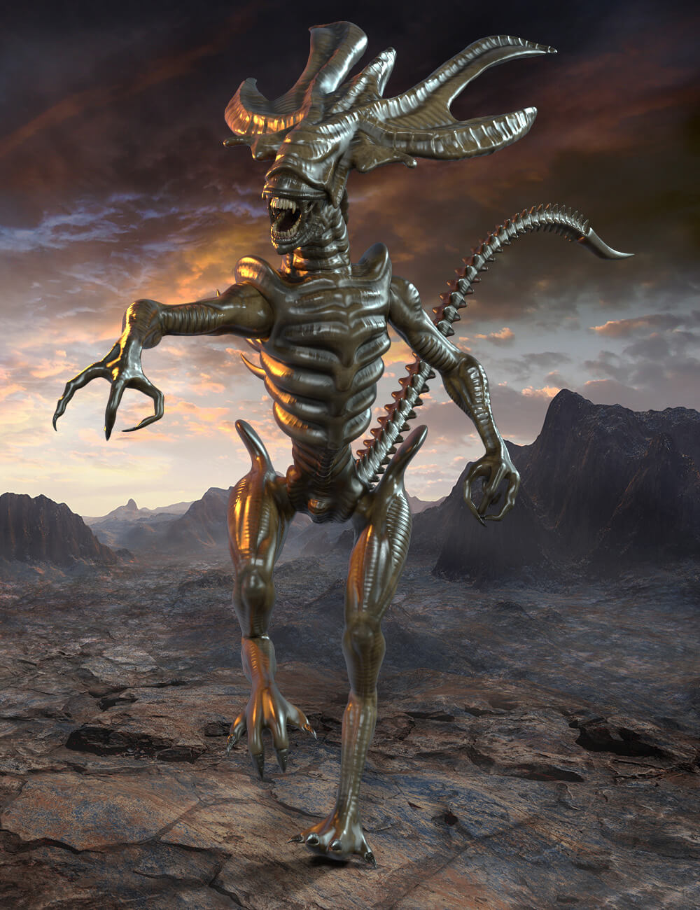 ALien Demon King(WIP) 3D Render, Digital Art by midnight_stories