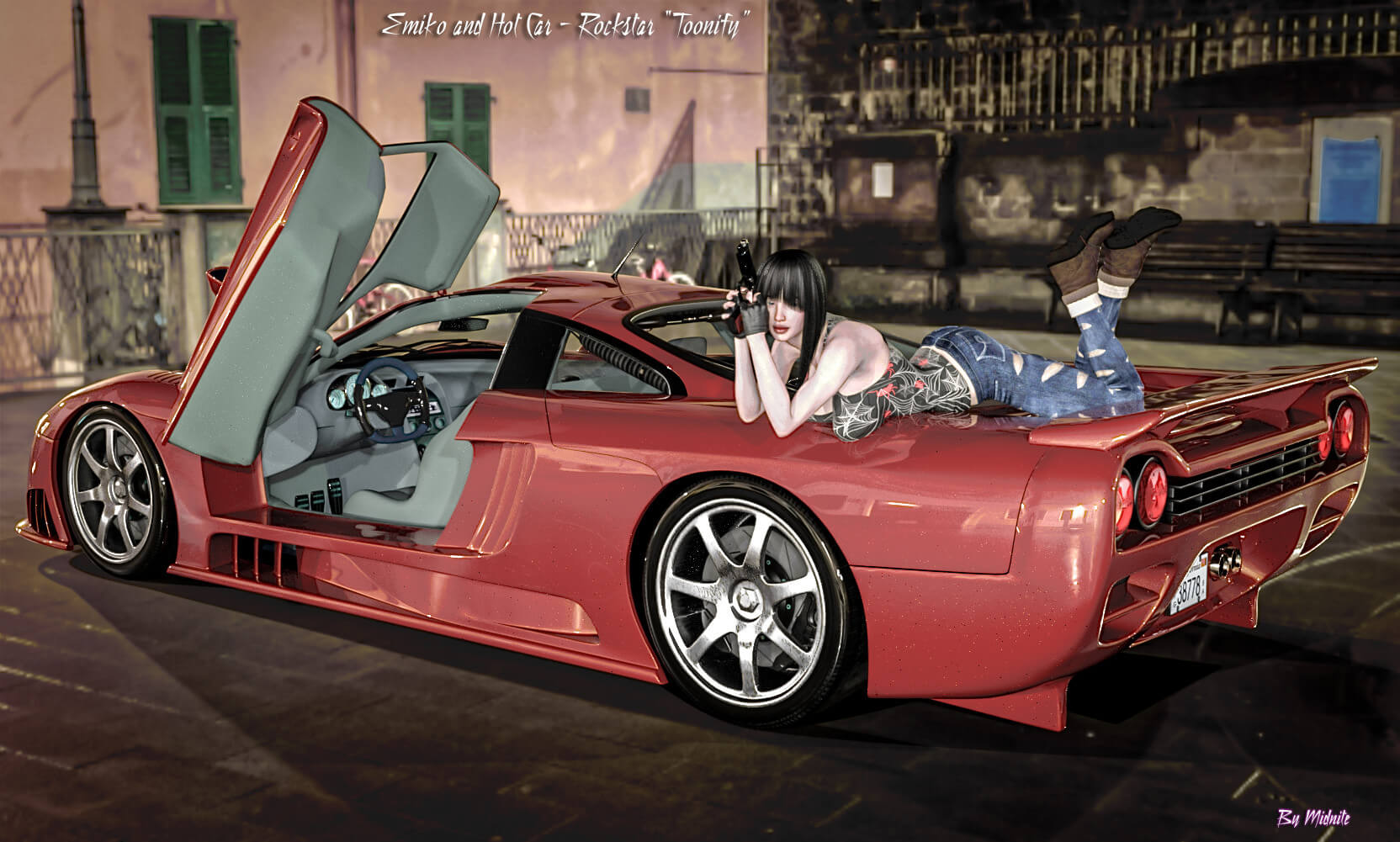 Hot Car with Hot Babe 3D Render | RenderHub Gallery