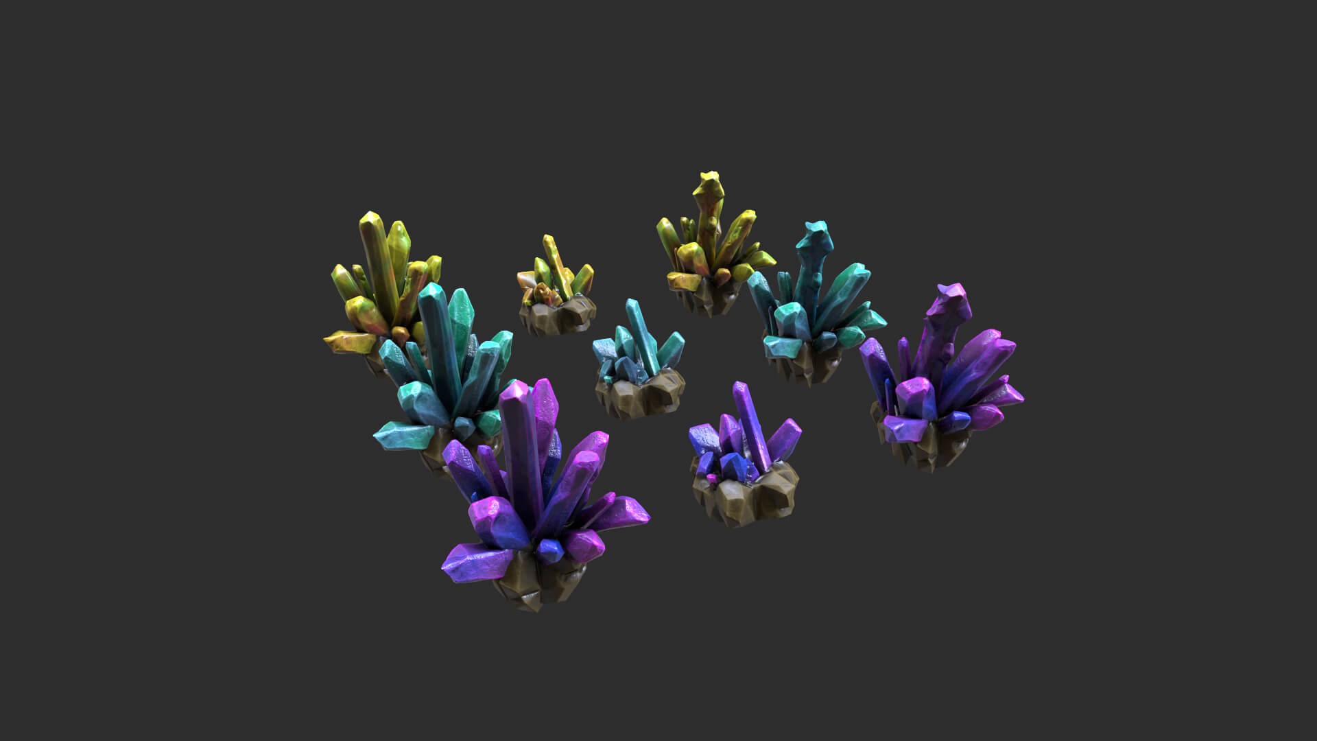 Fantasy Crystals - 3D Model by MightyAlexOne