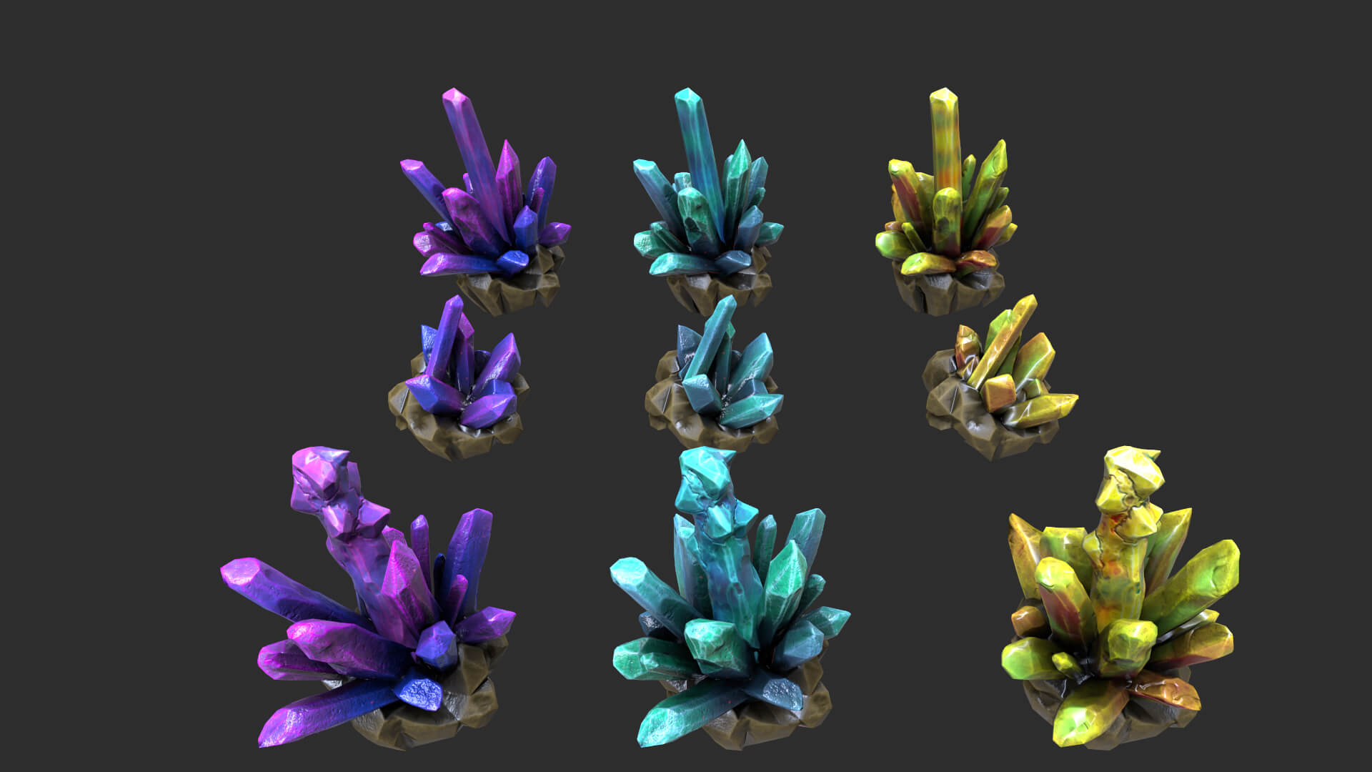 Fantasy Crystals - 3D Model by MightyAlexOne