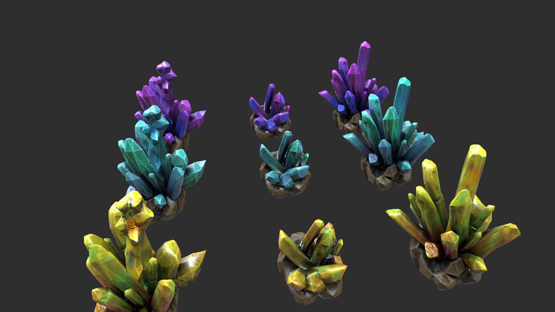 Fantasy Crystals - 3D Model by MightyAlexOne