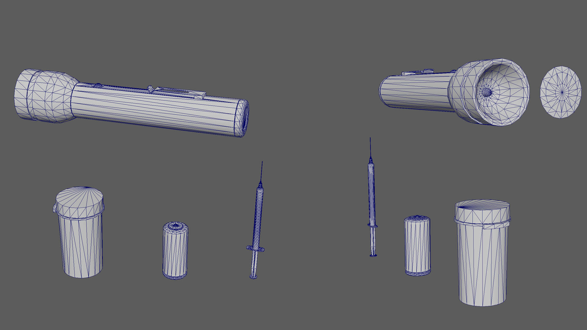 Flashlight, Battery, Medicine and Syringe Models - 3D Model by ...