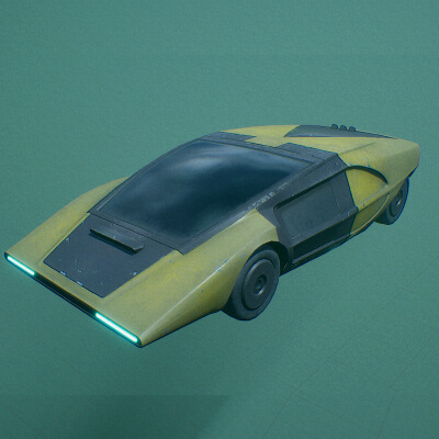 Retro Futuristic Car - 3D Model by MightyAlexOne