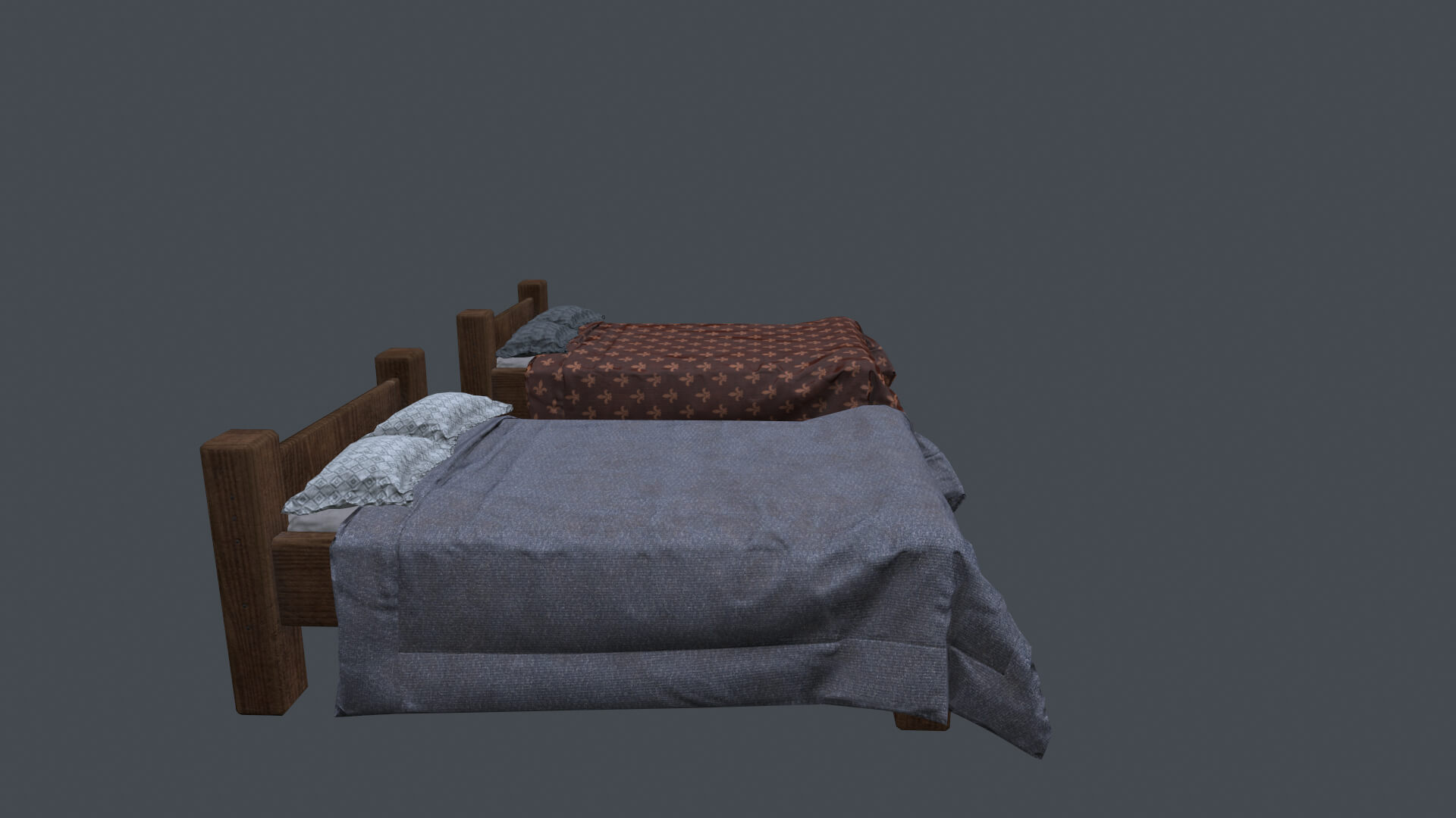 Wooden Double Bed - 3D Model by MightyAlexOne