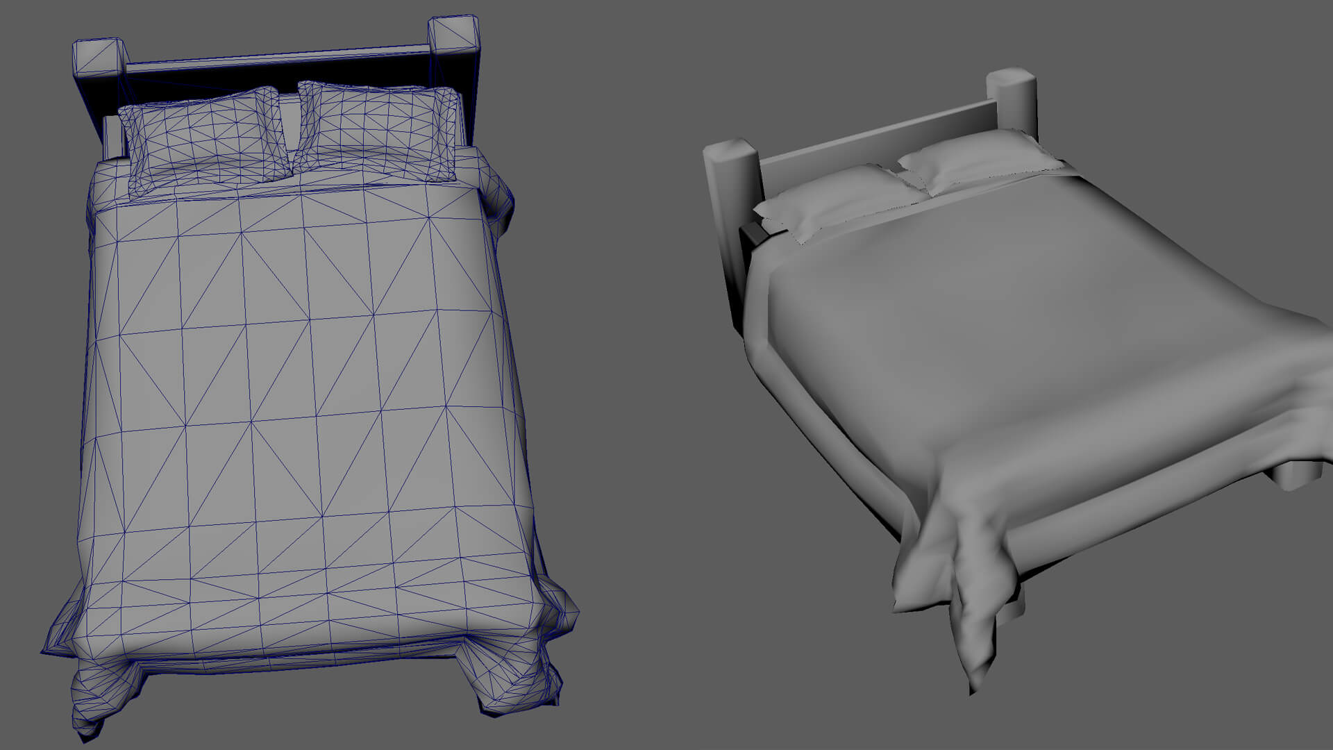 Wooden Double Bed - 3D Model by MightyAlexOne