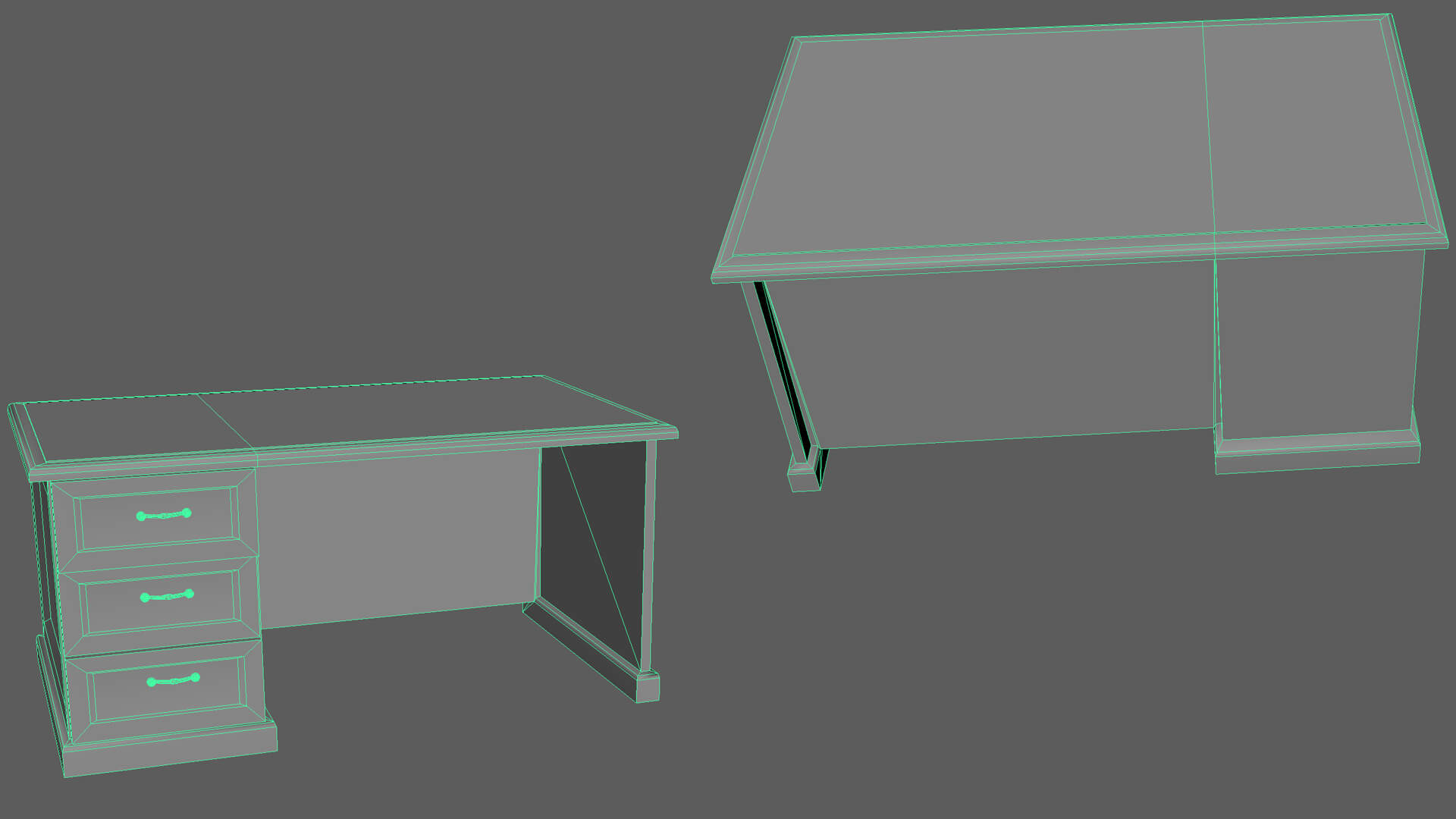 Wooden Office Table - 3D Model by MightyAlexOne