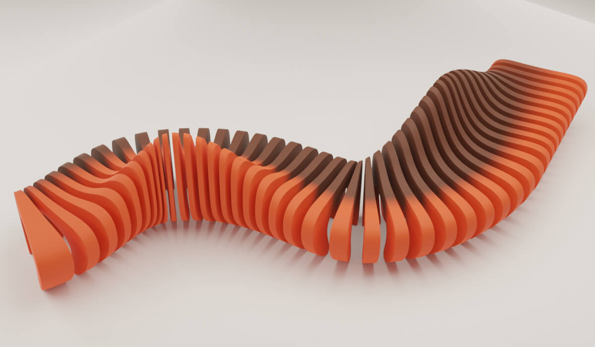 Curved Bench.001 - 3D Model by miinam