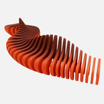 Curved Bench.001 - 3D Model by miinam