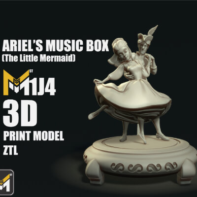 Ariel S Music Box (The Little Mermaid) Statue 3D Print Stl by Mij4studios
