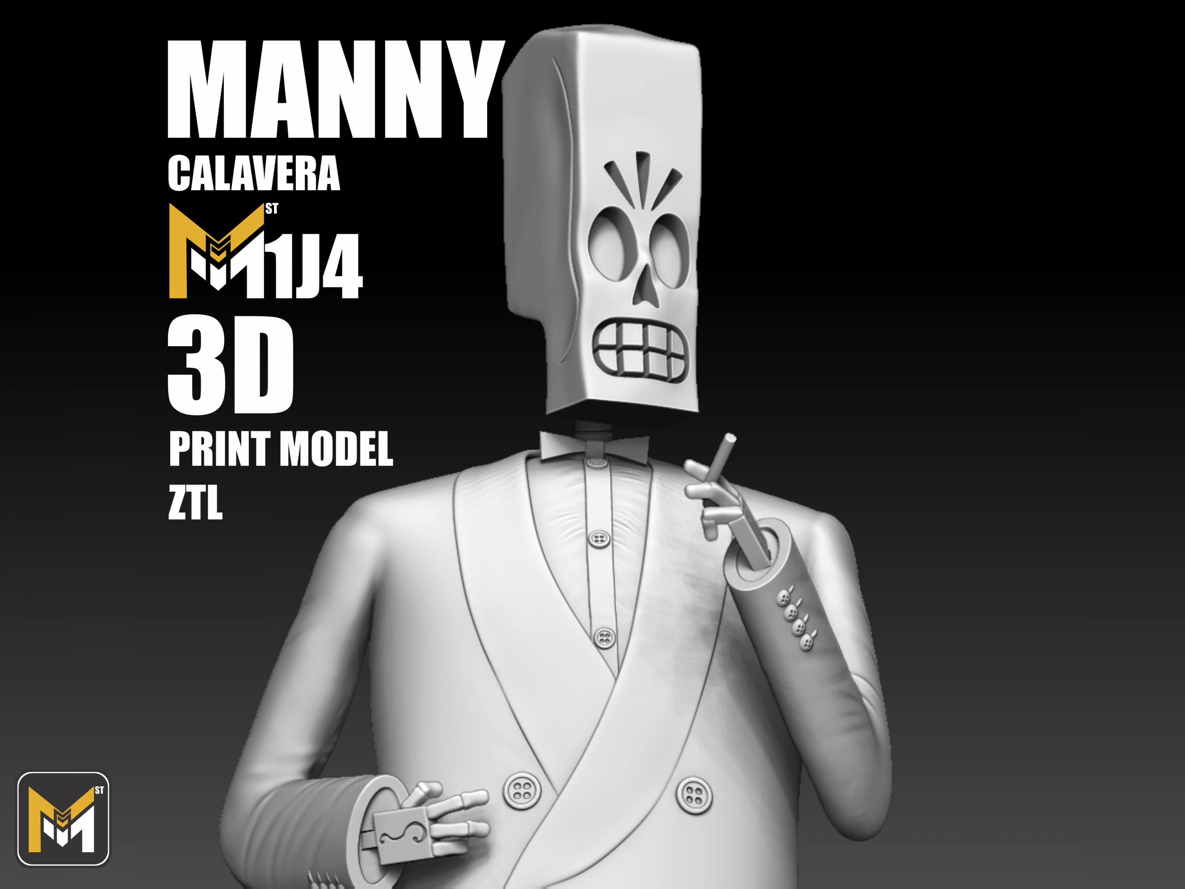 Manny Calavera 3D Statue Print STL by Mij4studios
