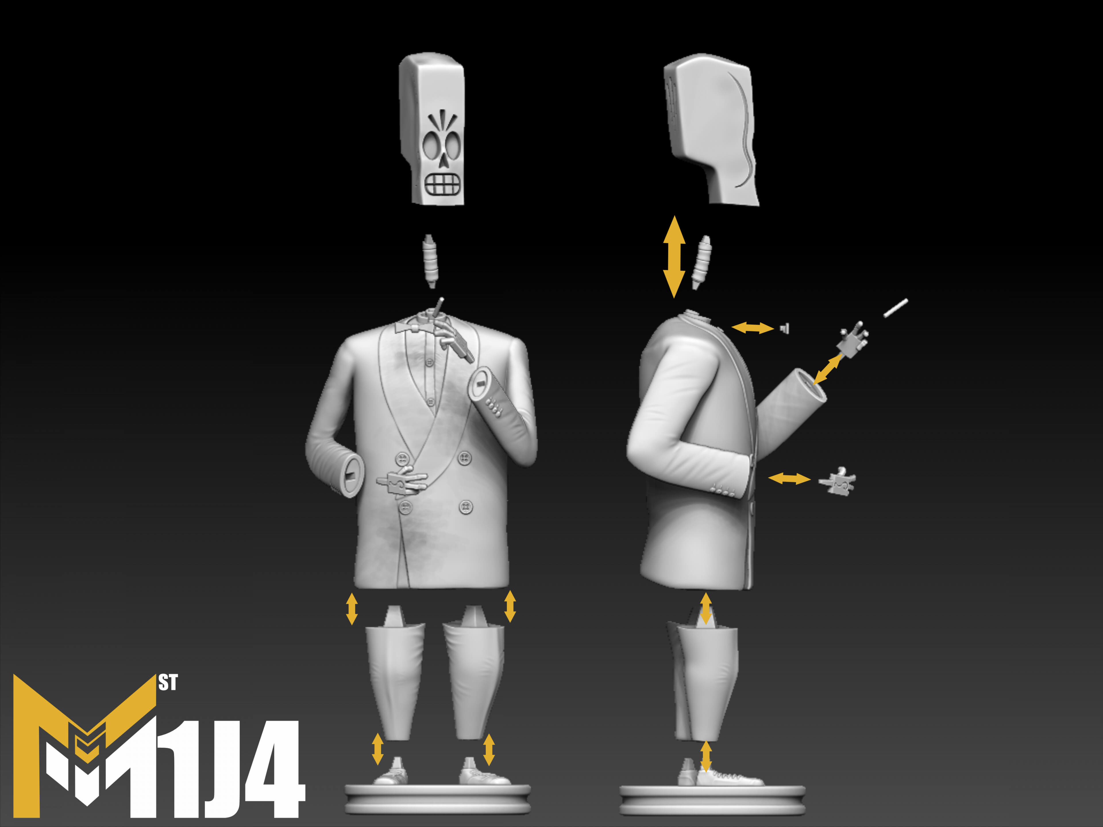 Manny Calavera 3D Statue Print STL by Mij4studios