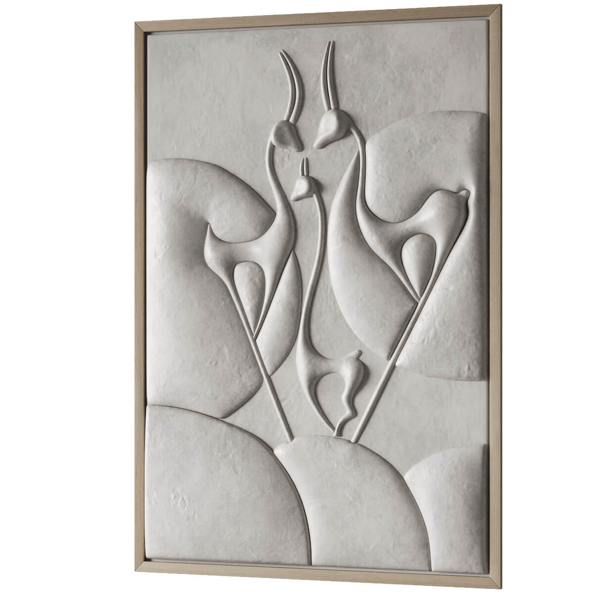 Wall Plaster Art With Deer - 3D Model by miklob