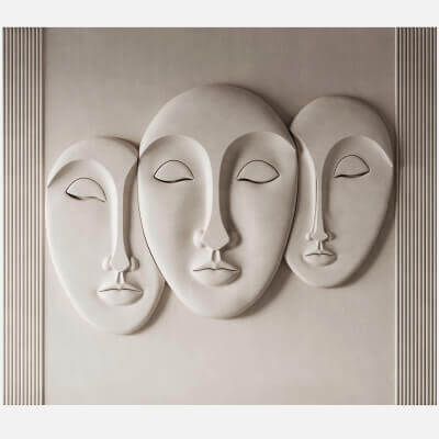 Wall Sculpture Panel Faces V3 Mad Objects - 3D Model by miklob