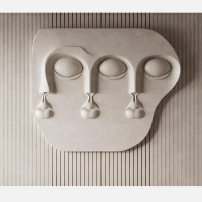 Wall Sculpture Panel Faces V4 Mad Objects - 3D Model by miklob