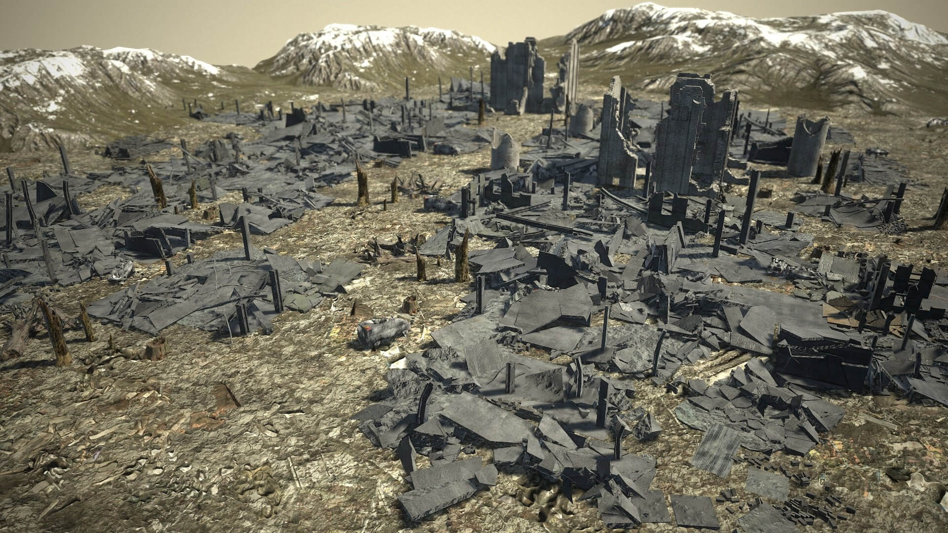 Modular City Ruin 3D Render, Digital Art by Mikserart