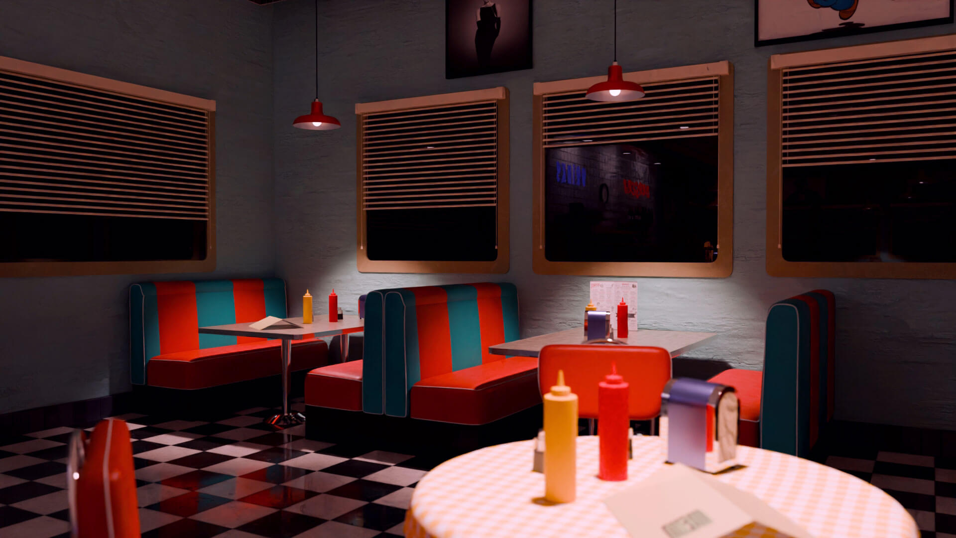 American Diner Scene - 3D Model by mikymiky