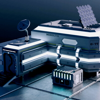 Sci-Fi Modular Space Base 3D Model by mikymiky