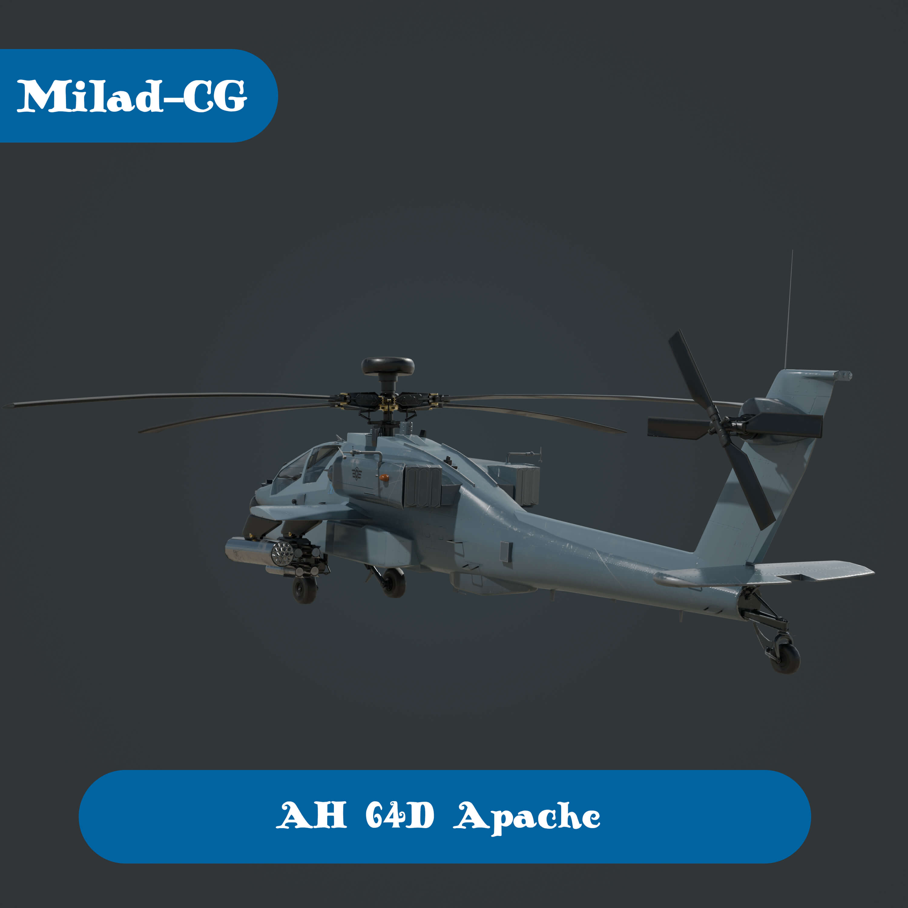 Apache - Helicopter 3D Model by Milad-CG