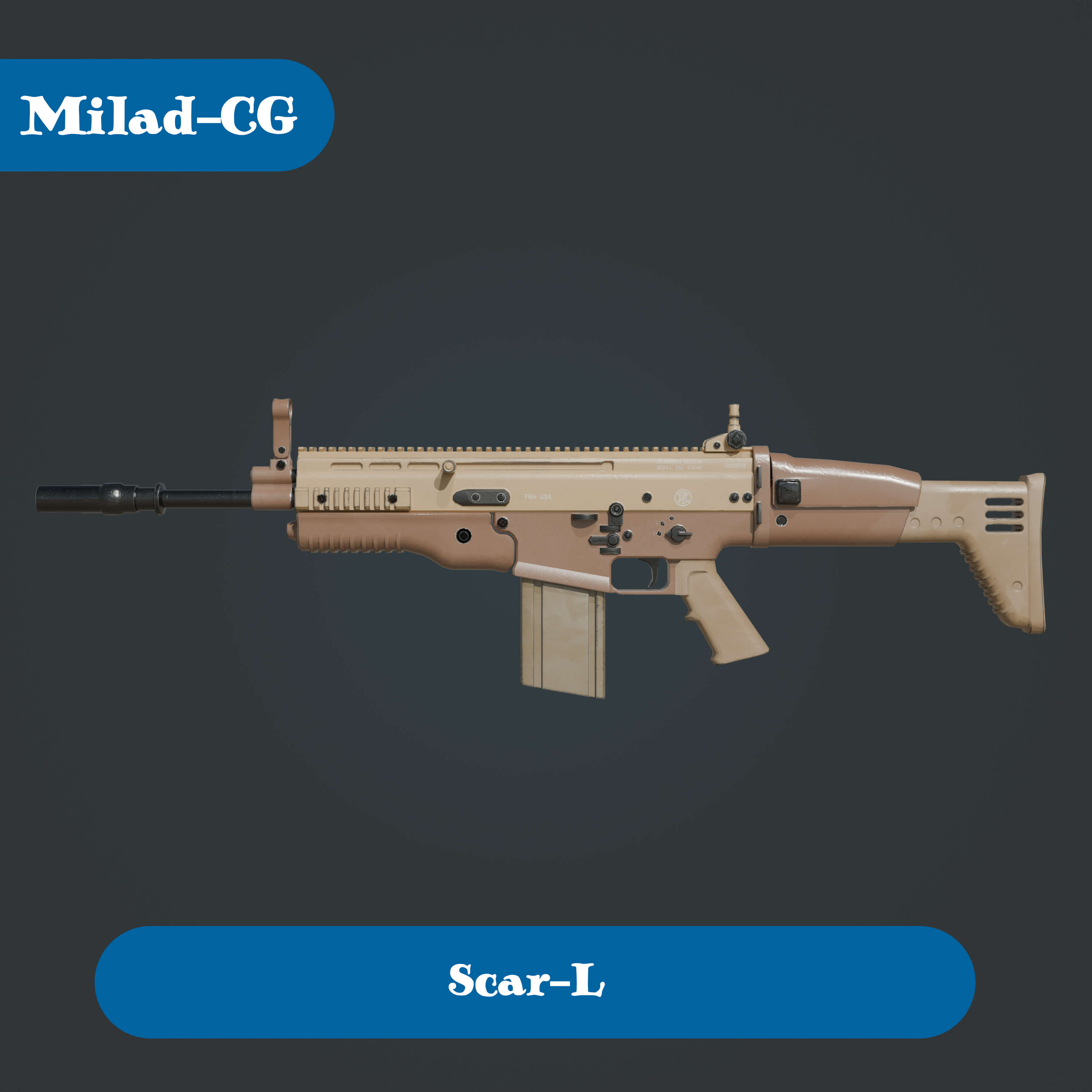 SCAR-L PBR Materials 3D Model by Milad-CG