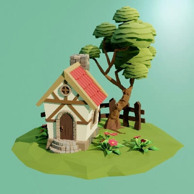 Low Poly House - 3D Model by miladd