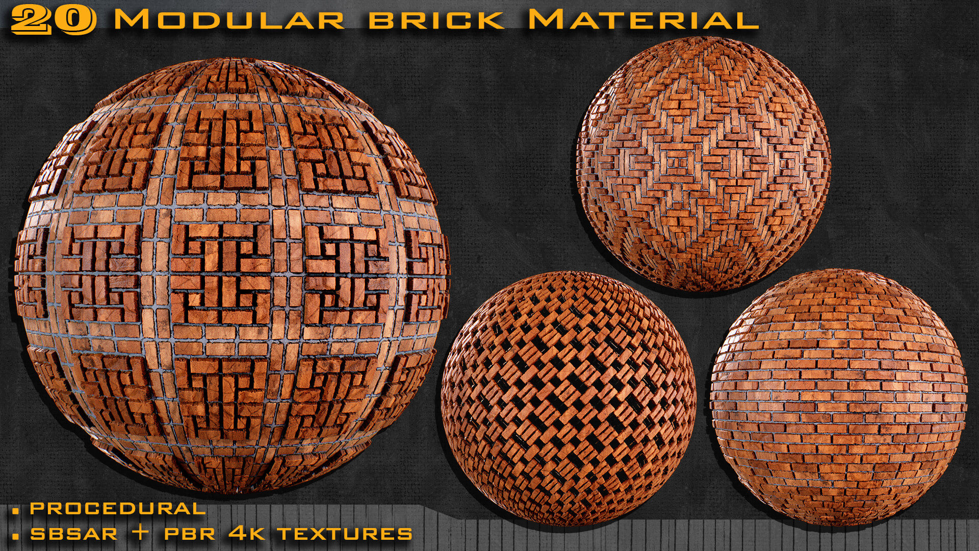 20 Modular Brick Material SBSAR + 4k Texture Maps by Miladh