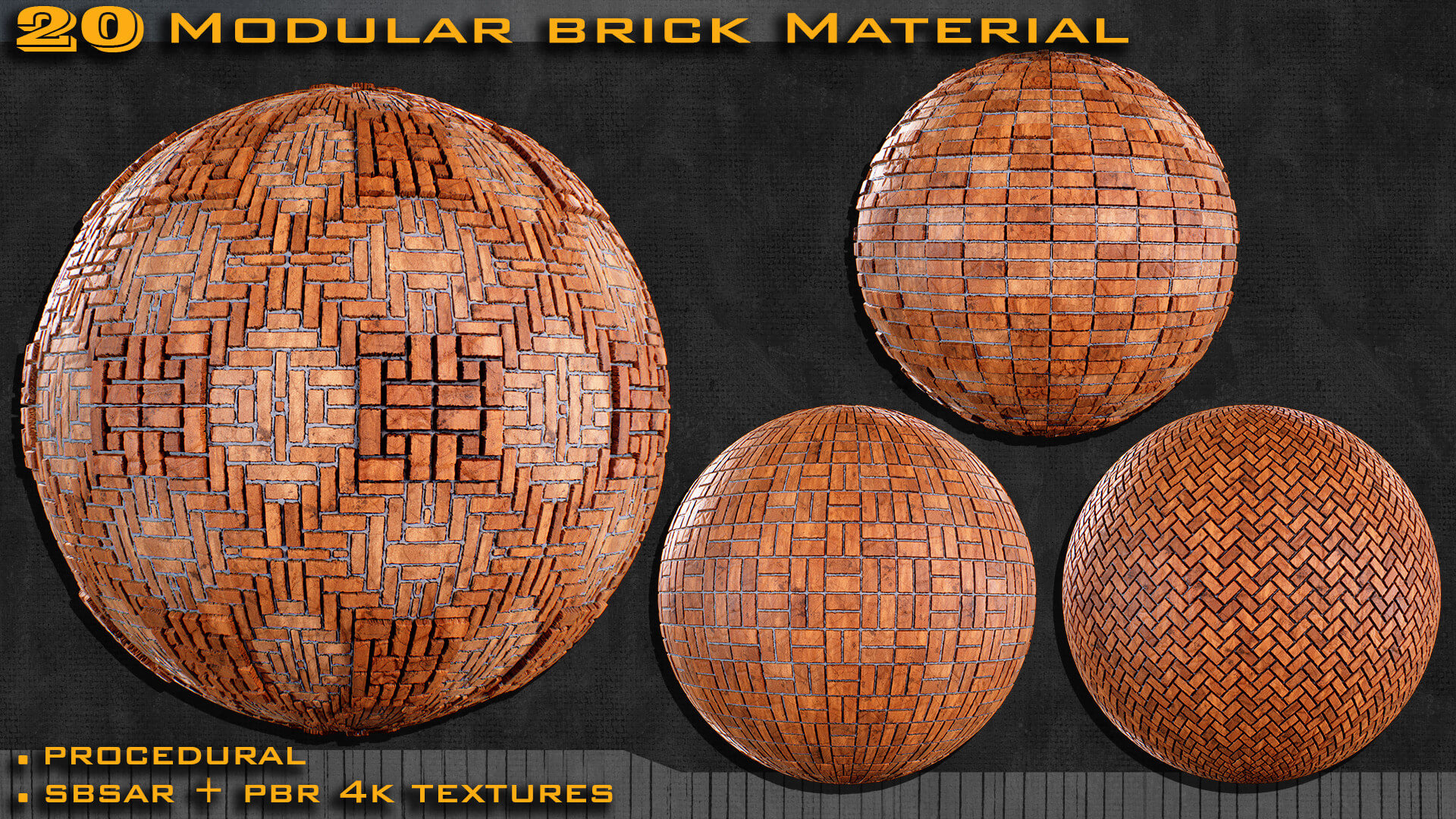 20 Modular Brick Material SBSAR + 4k Texture Maps by Miladh