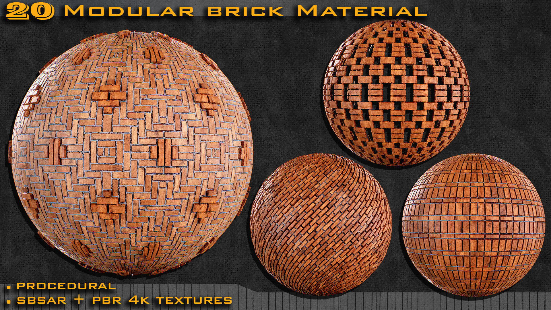 20 Modular Brick Material SBSAR + 4k Texture Maps by Miladh
