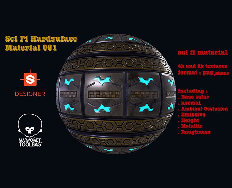 Sci-Fi Hard Surface PBR Material 3D Render, Digital Art by Miladh