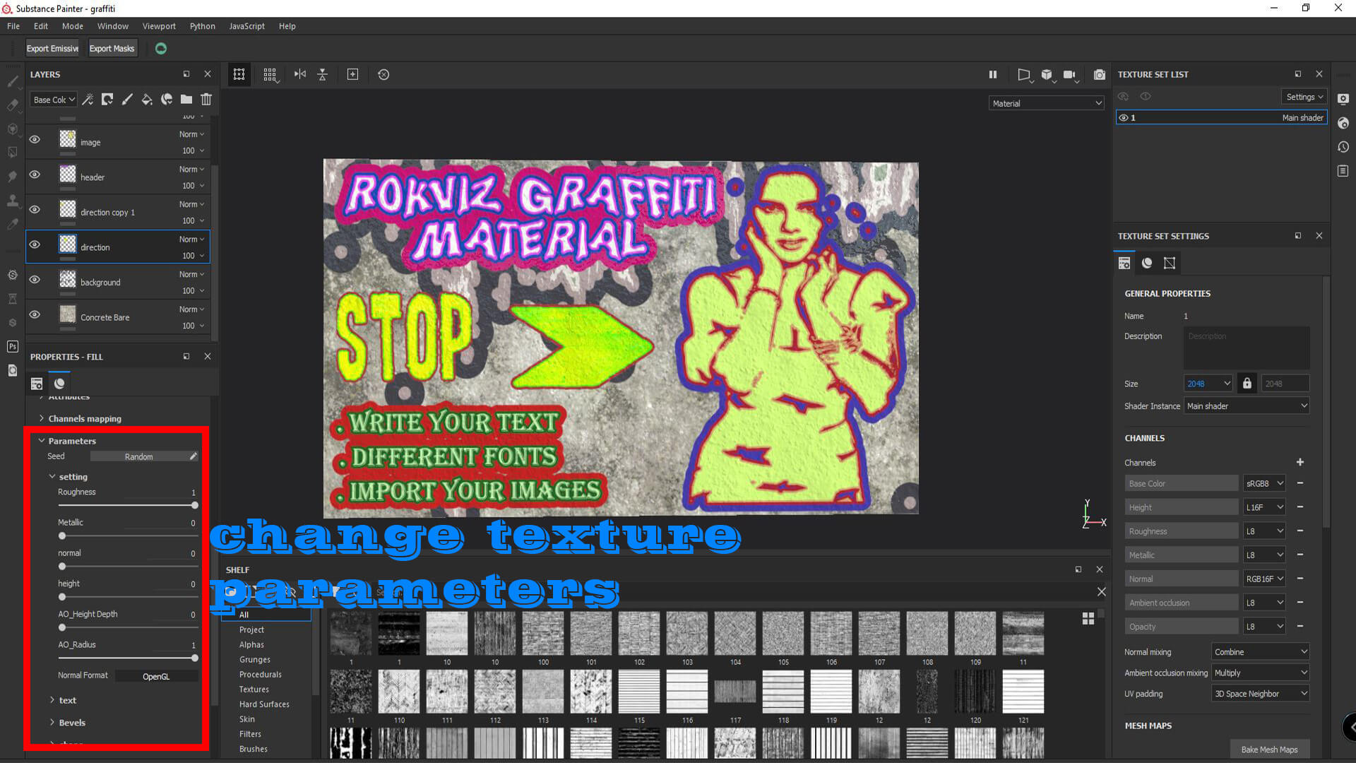 Graffiti Material (Text and Image) by Miladh
