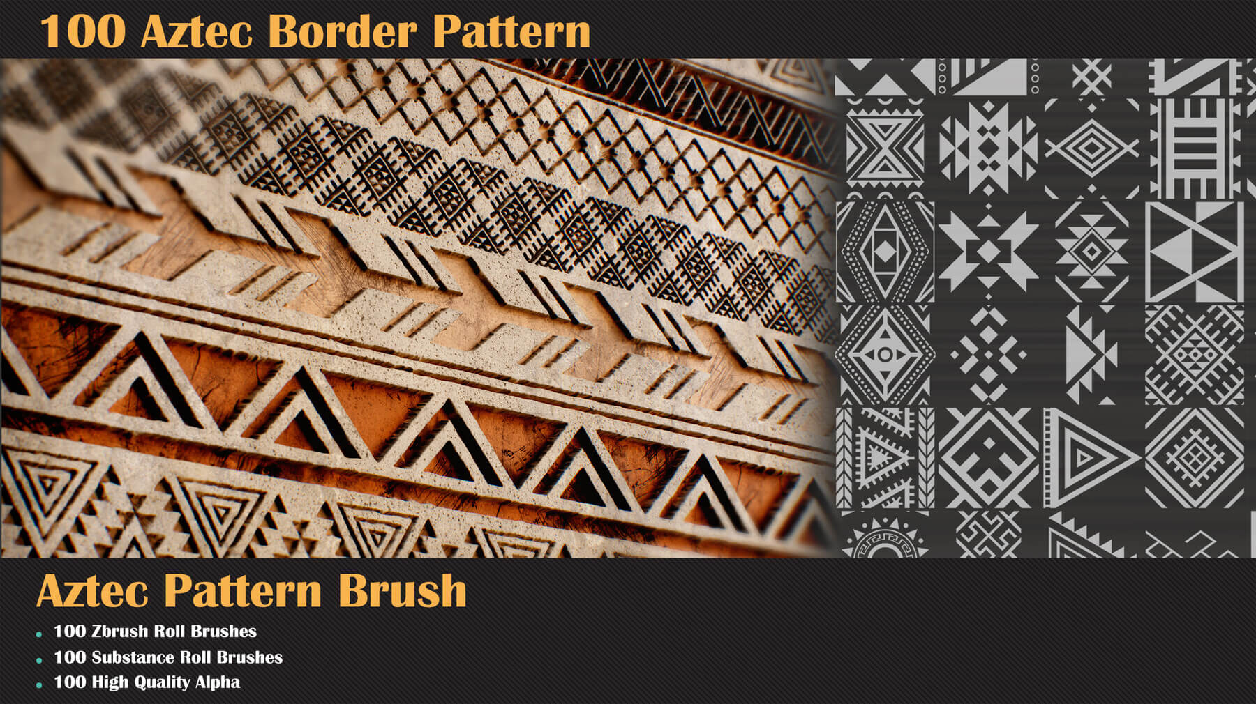 100 Aztec Border Pattern and Brush by Miladkambari