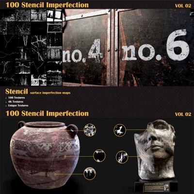 100 Stencil Imperfection Vol 02 - 3D Texture by Miladkambari