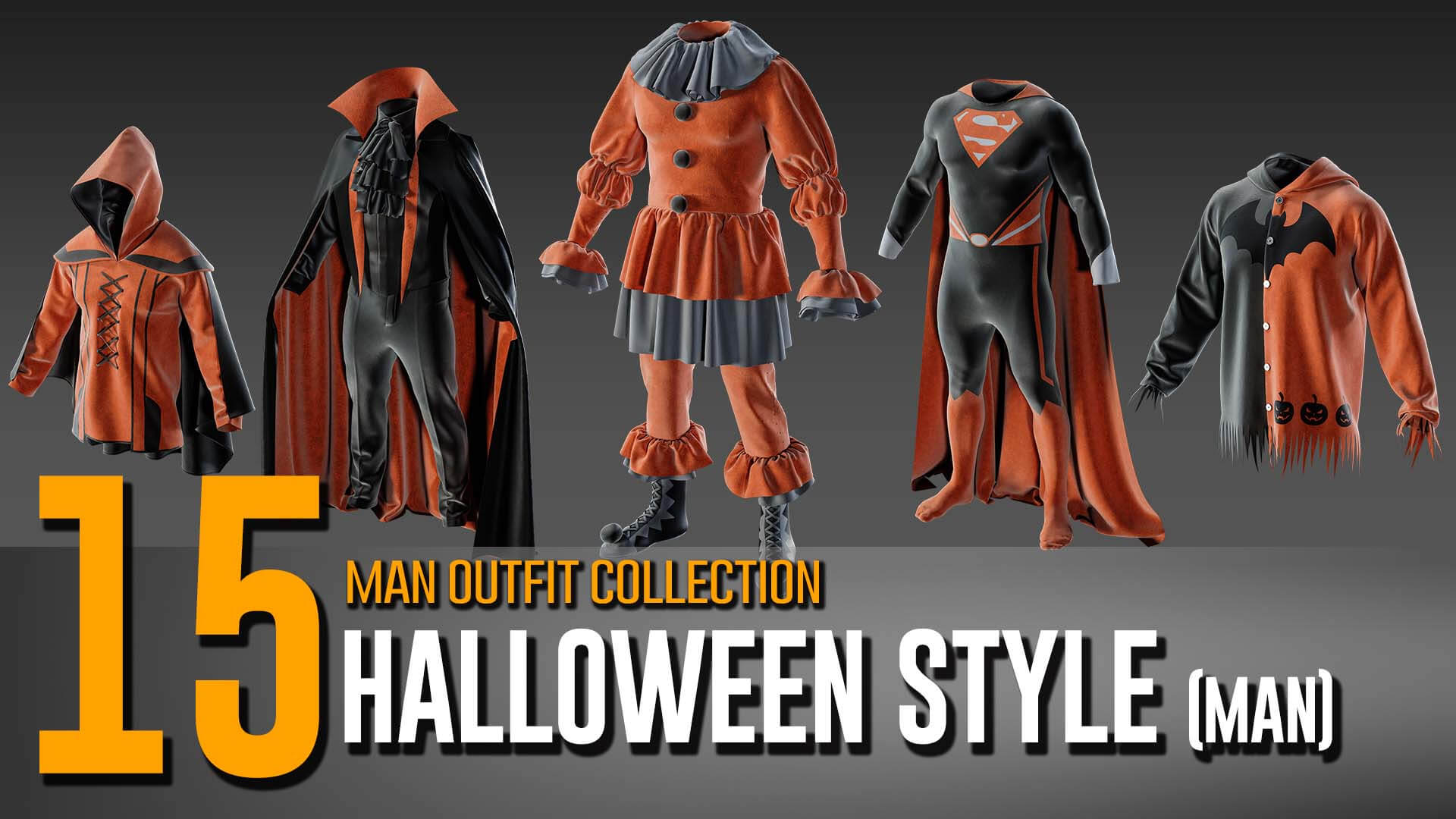 15 Men's Halloween Style Wear Collection Vol 24 - 3D Model by Miladkambari