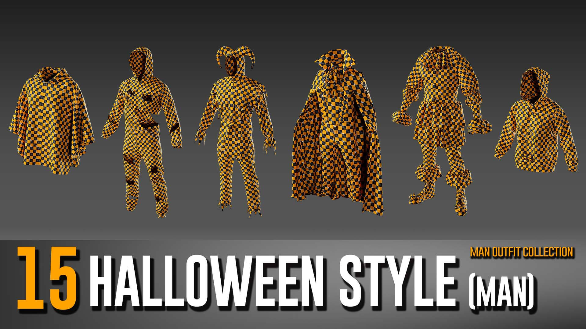 15 Men's Halloween Style Wear Collection Vol 24 - 3D Model by Miladkambari