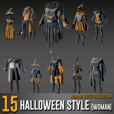 15 Women's Halloween Style Wear Collection Vol 22 - 3D Model by ...