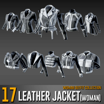 17 Women's Leather Jacket Wear Collection Vol 17 - 3D Model by Miladkambari