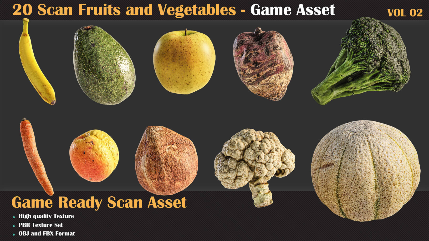 20 Fruit and Vegetation Scan Model Vol02 by Miladkambari