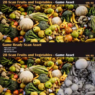 20 Fruit and Vegetation Scan Model Vol02 by Miladkambari