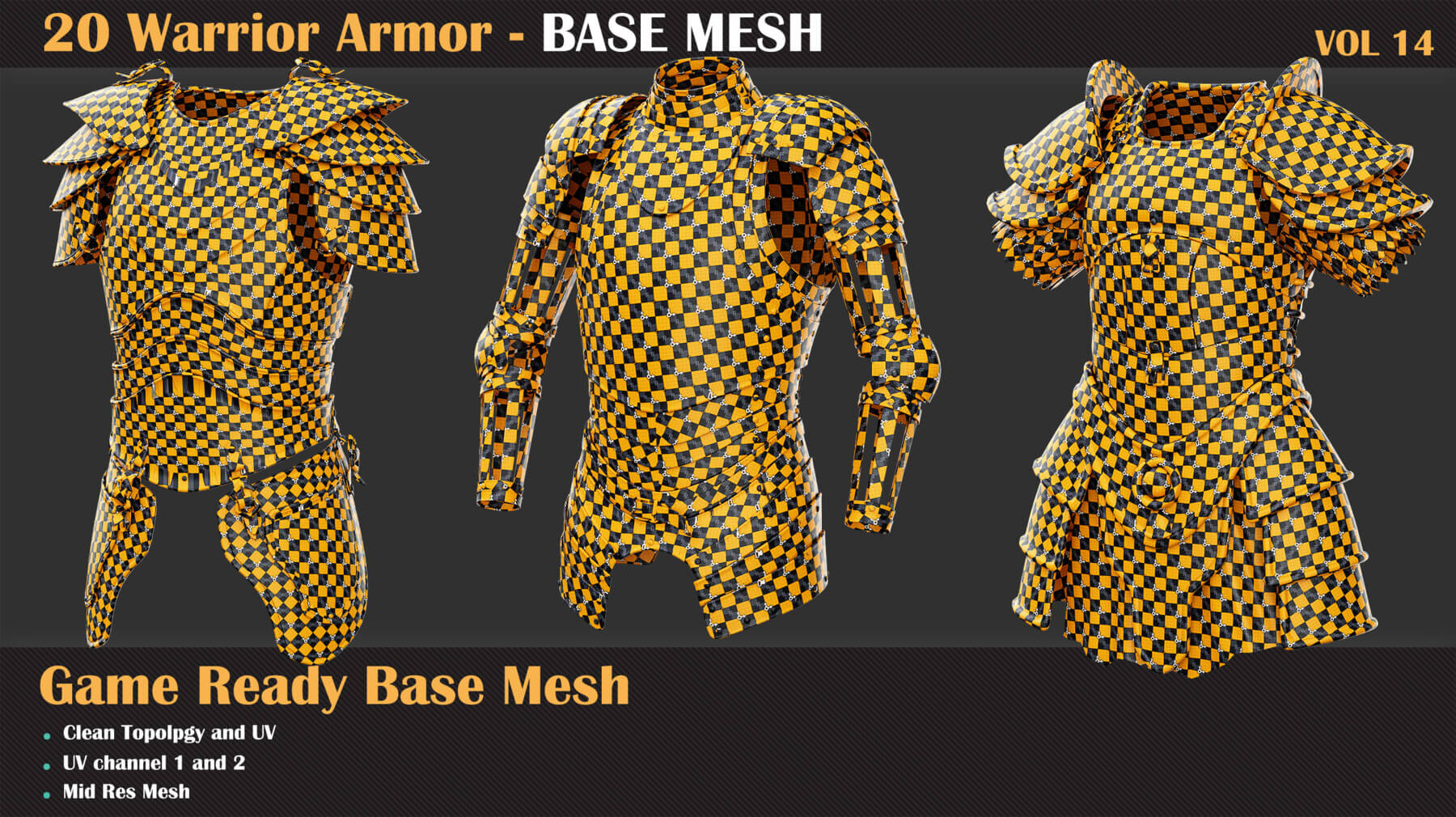 20 Warrior Armor Base Mesh Vol 14 - 3D Model by Miladkambari
