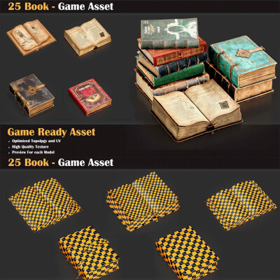 25-Book Game Asset 3D Model by Miladkambari