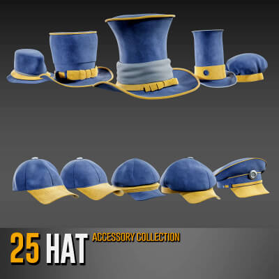 25 Hat Accessory Collection Vol 04 - 3D Model by Miladkambari