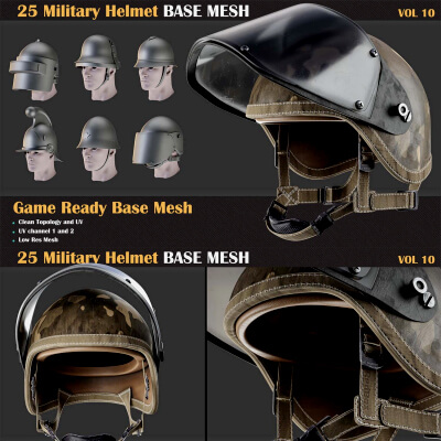 25 Military Helmet Base Mesh - Vol 10 3D Model by Miladkambari