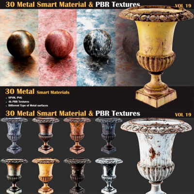 30 Metal Smart Materials & PBR Textures - Vol 19 3D Material or Shader by Miladkambari