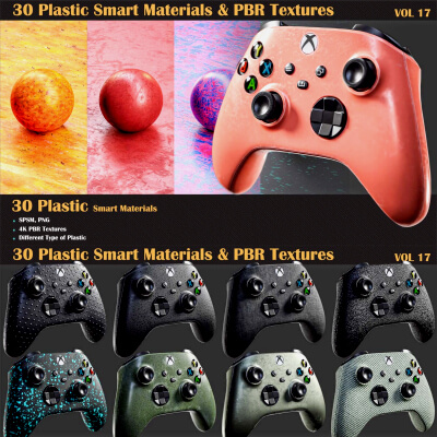 30 Plastic Smart Materials & PBR Textures Vol 10 - 3D Material or ...