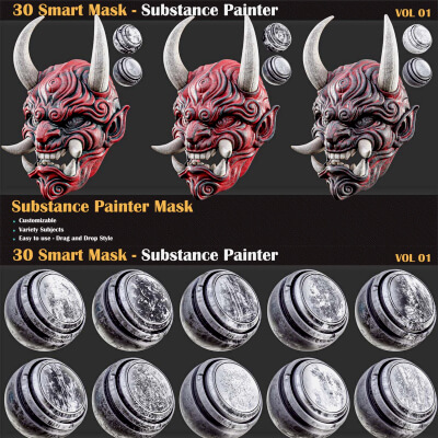 30 Substance Painter Smart-Mask Vol 1 3D Texture by Miladkambari