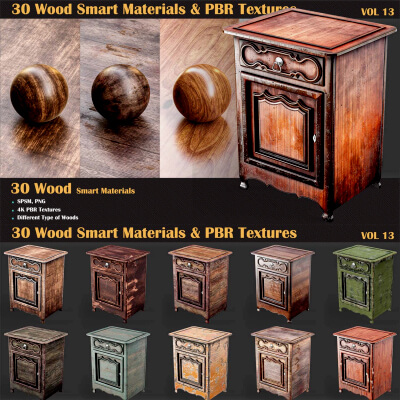 30 Wood Smart Materials & PBR Textures - Vol 13 3D Material or Shader ...