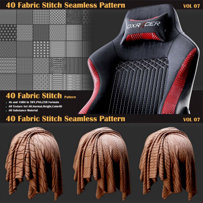 40 Fabric Stitch Seamless Pattern Vol 07 - 3D Texture by Miladkambari