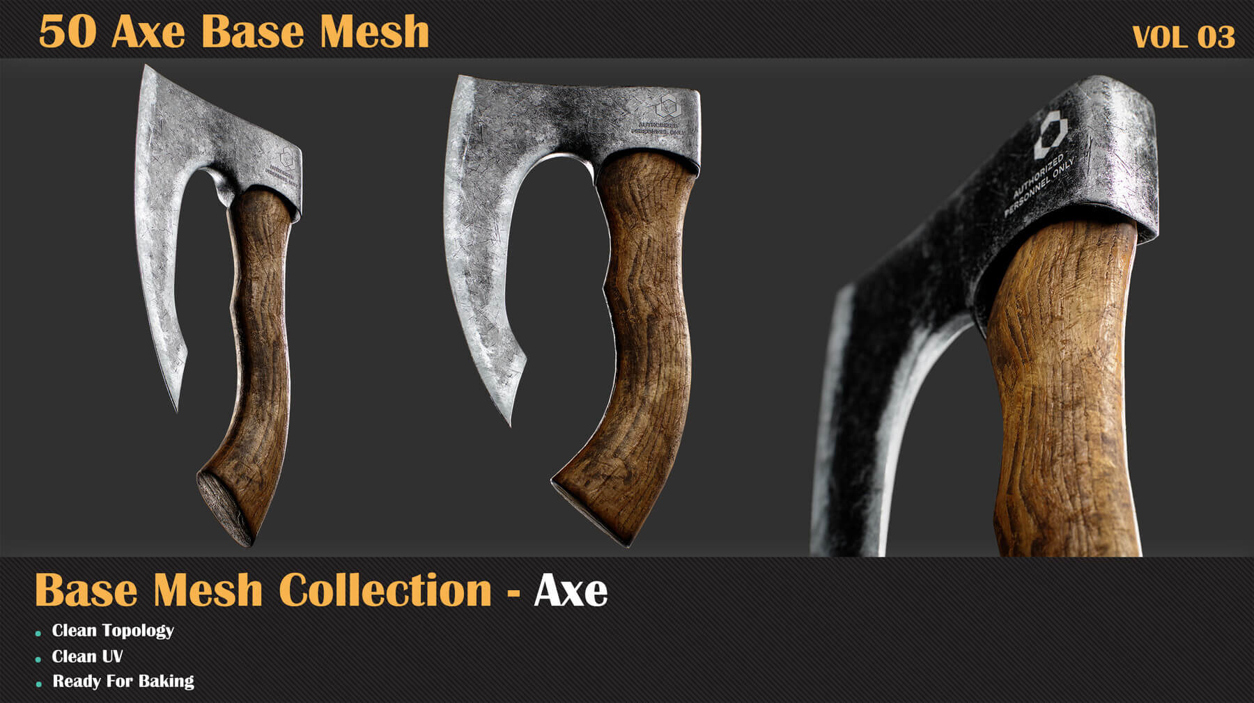50 Axe Base Mesh Vol 04 (Game Ready) - 3D Model by Miladkambari