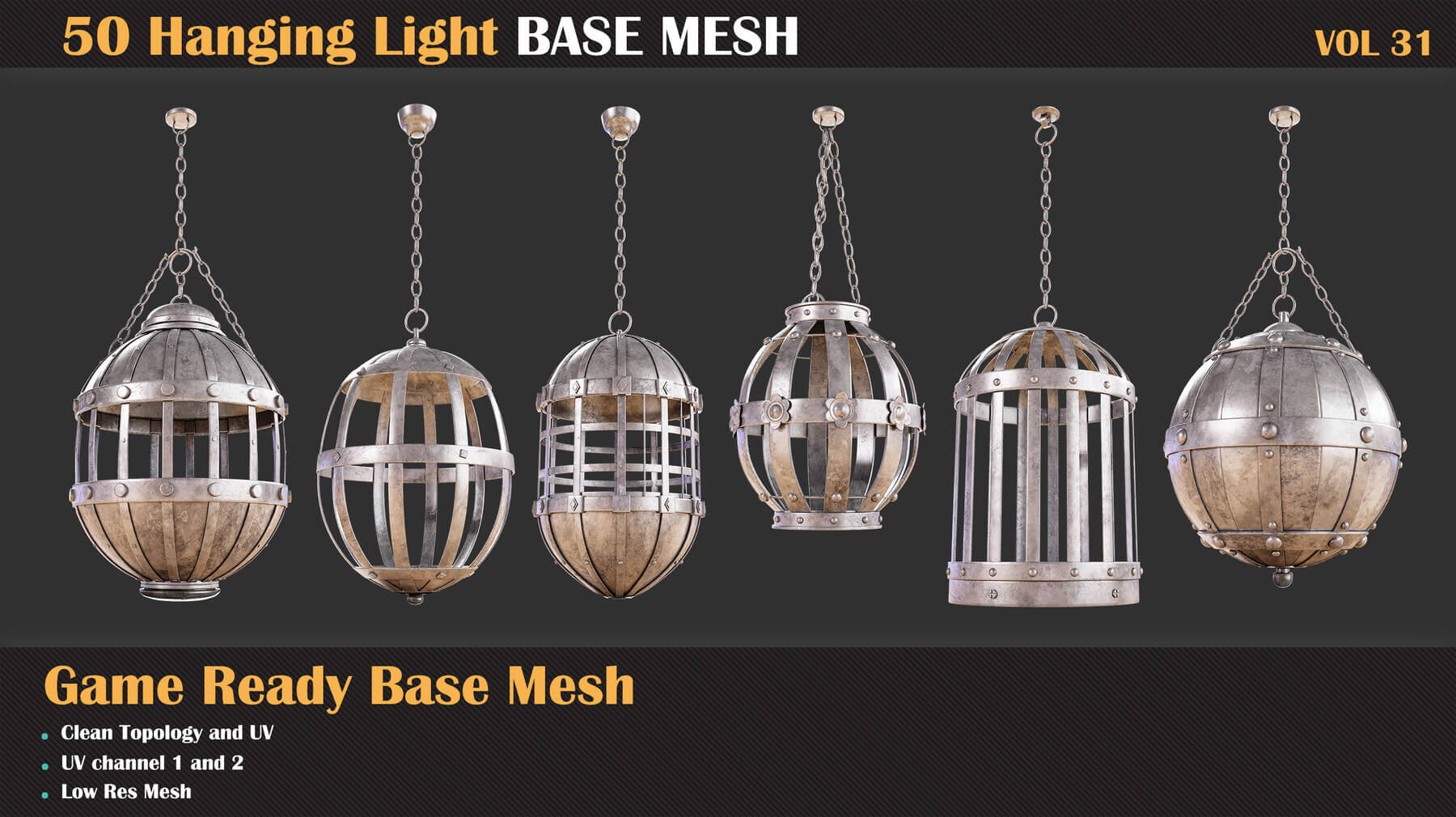 50 Hanging Cage Base Meshes Vol 31 - 3D Model by Miladkambari