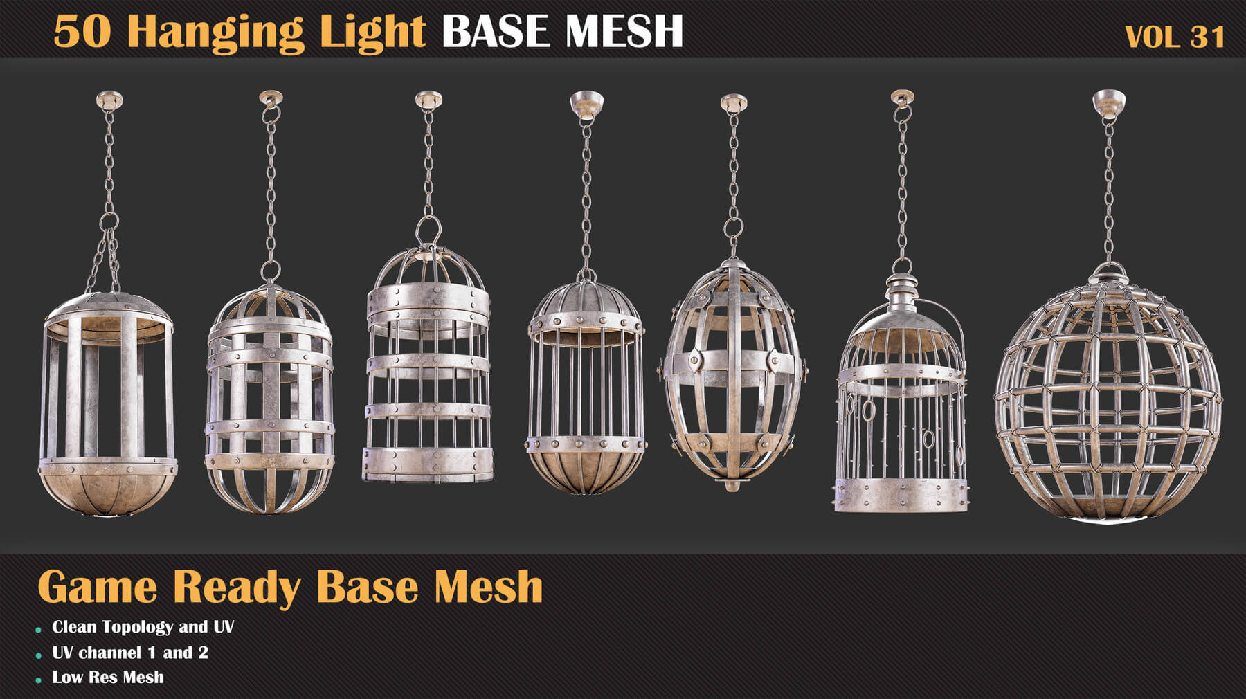 50 Hanging Cage Base Meshes Vol 31 - 3D Model by Miladkambari