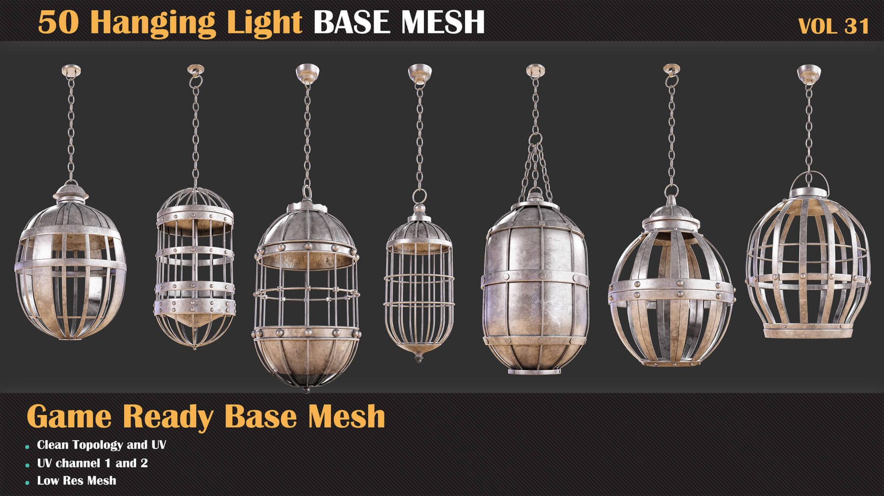 50 Hanging Cage Base Meshes Vol 31 - 3D Model by Miladkambari